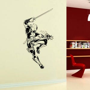 Comics Deadpool Vinyl Sticker Wall Graphics Silhouette Decal - Etsy