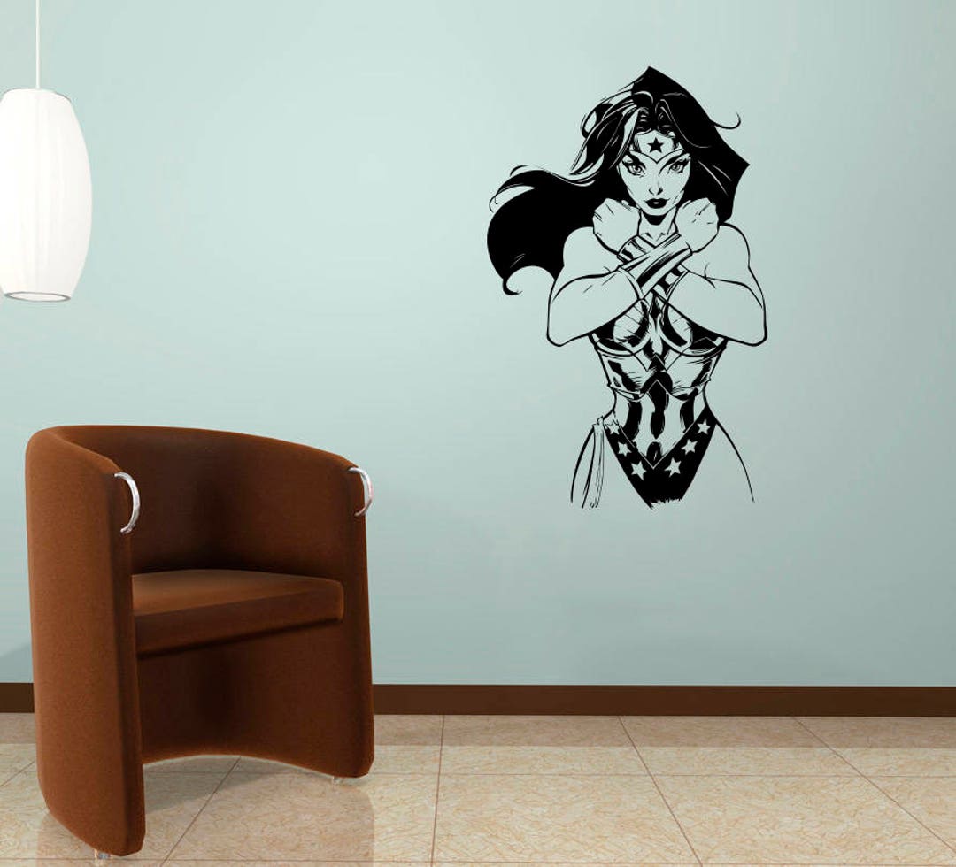 Woman Wall Decal Super Girl Vinyl Sticker Girl's Room Cartoon Poster ...