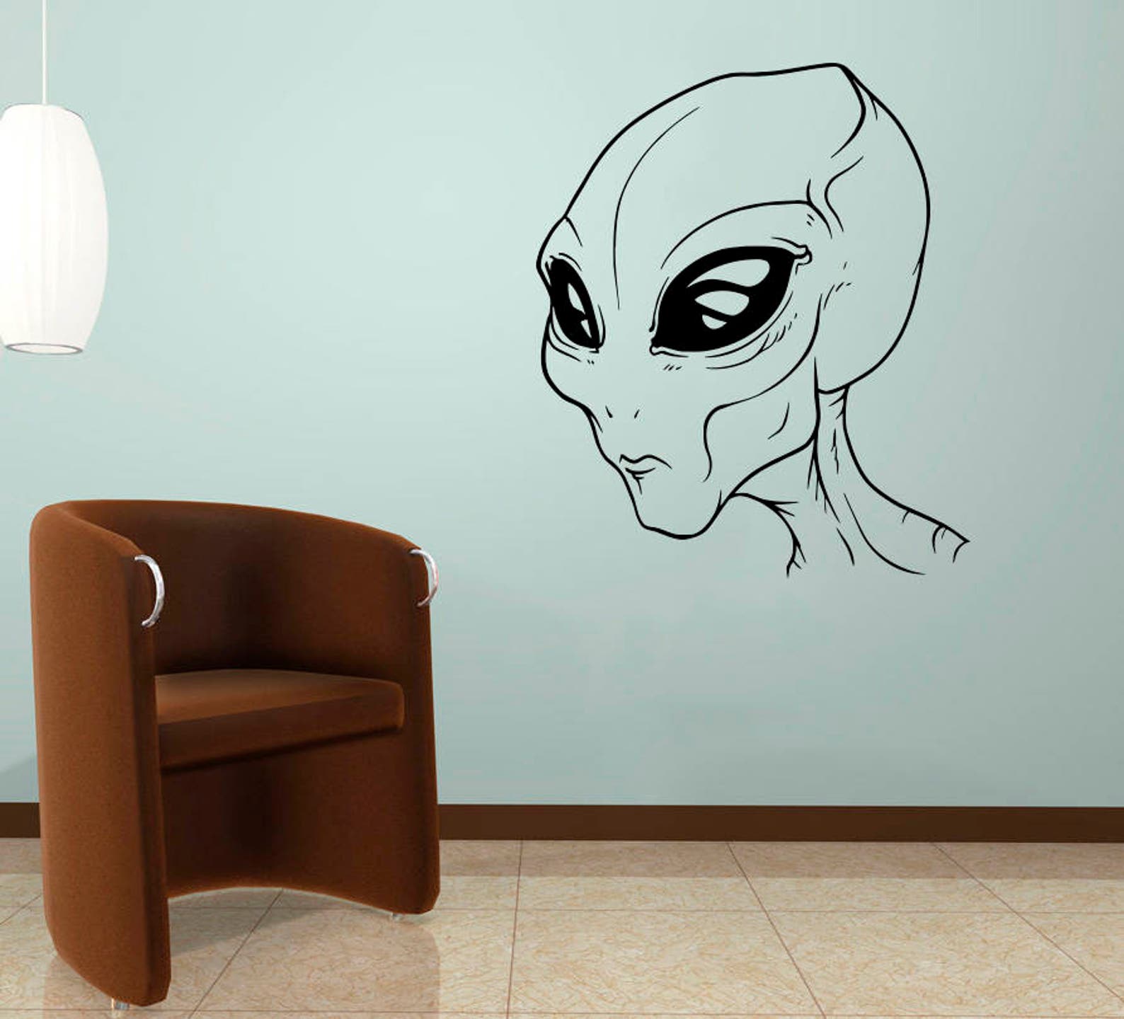 Alien Head Wall Design Extraterrestrial Vinyl Mural Cosmic Art - Etsy
