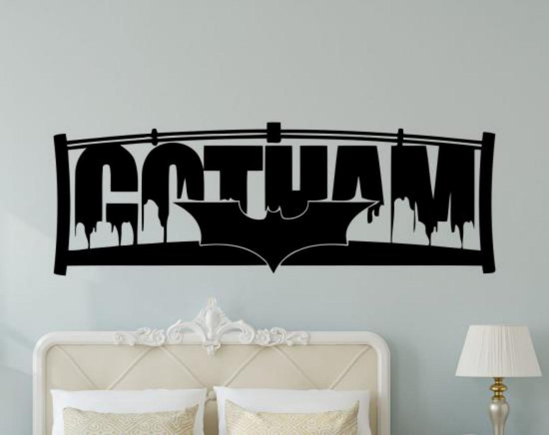 Gotham Wall Decal Vinyl Sticker Gotham Sign Bat Superhero Wall - Etsy