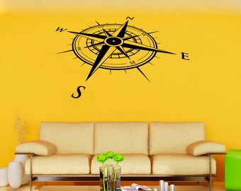 Compass Wall Vinyl Decal Compass Rose Vinyl Sticker Nautical | Etsy