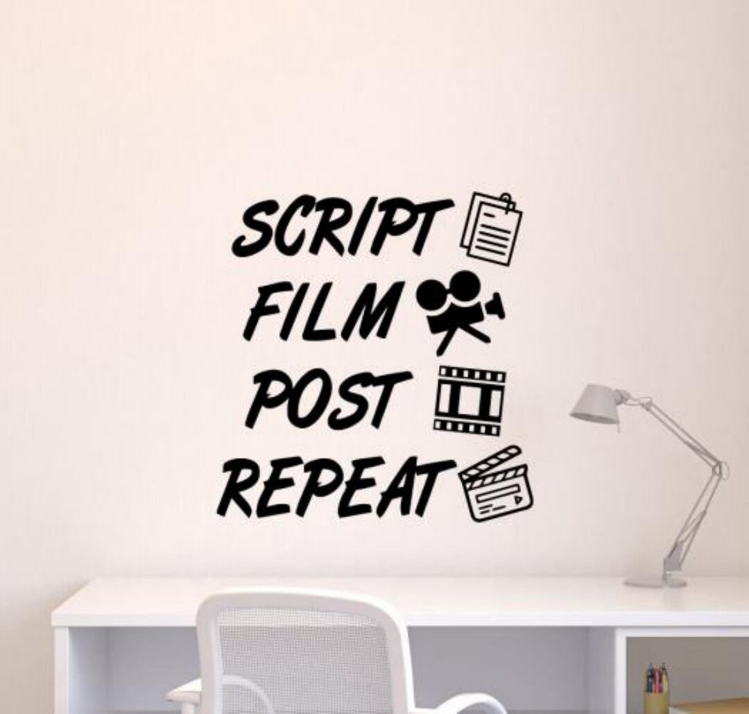Script Film Post Repeat Wall Decal Vinyl Sticker Theater Sign Director ...