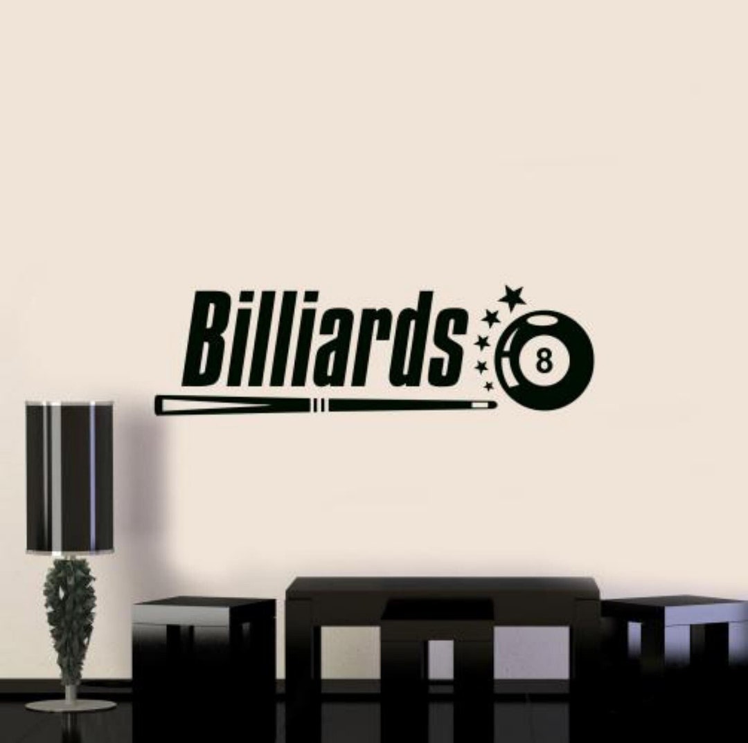 Billiards Wall Decal Vinyl Sticker Sign Billiard Player Gift Logo Pool ...