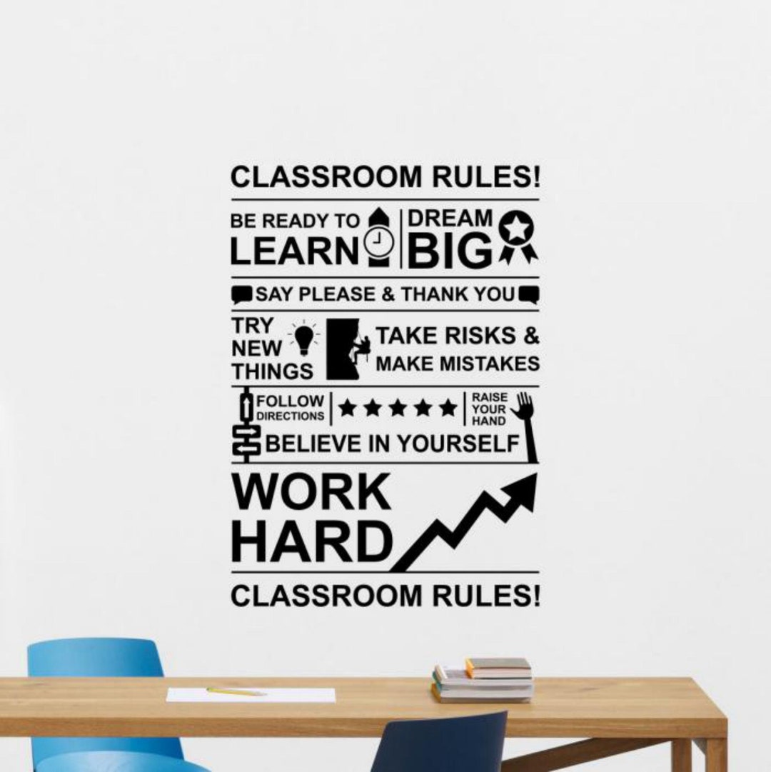 Classroom Rules Wall Decal Education Sign Vinyl Sticker School Quotes ...