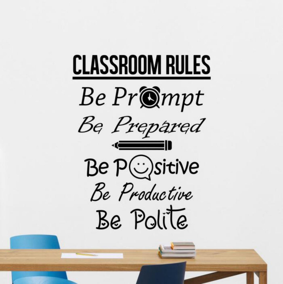 Classroom Rules Wall Decal Education Sign Vinyl Sticker School Quotes ...