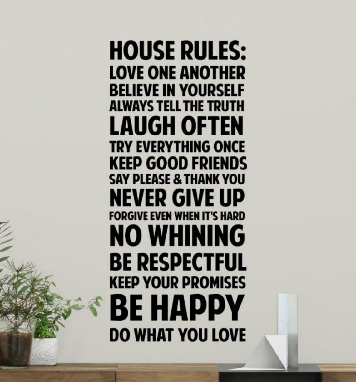 House Rules Wall Decal Motivational House Sign Quote Family | Etsy
