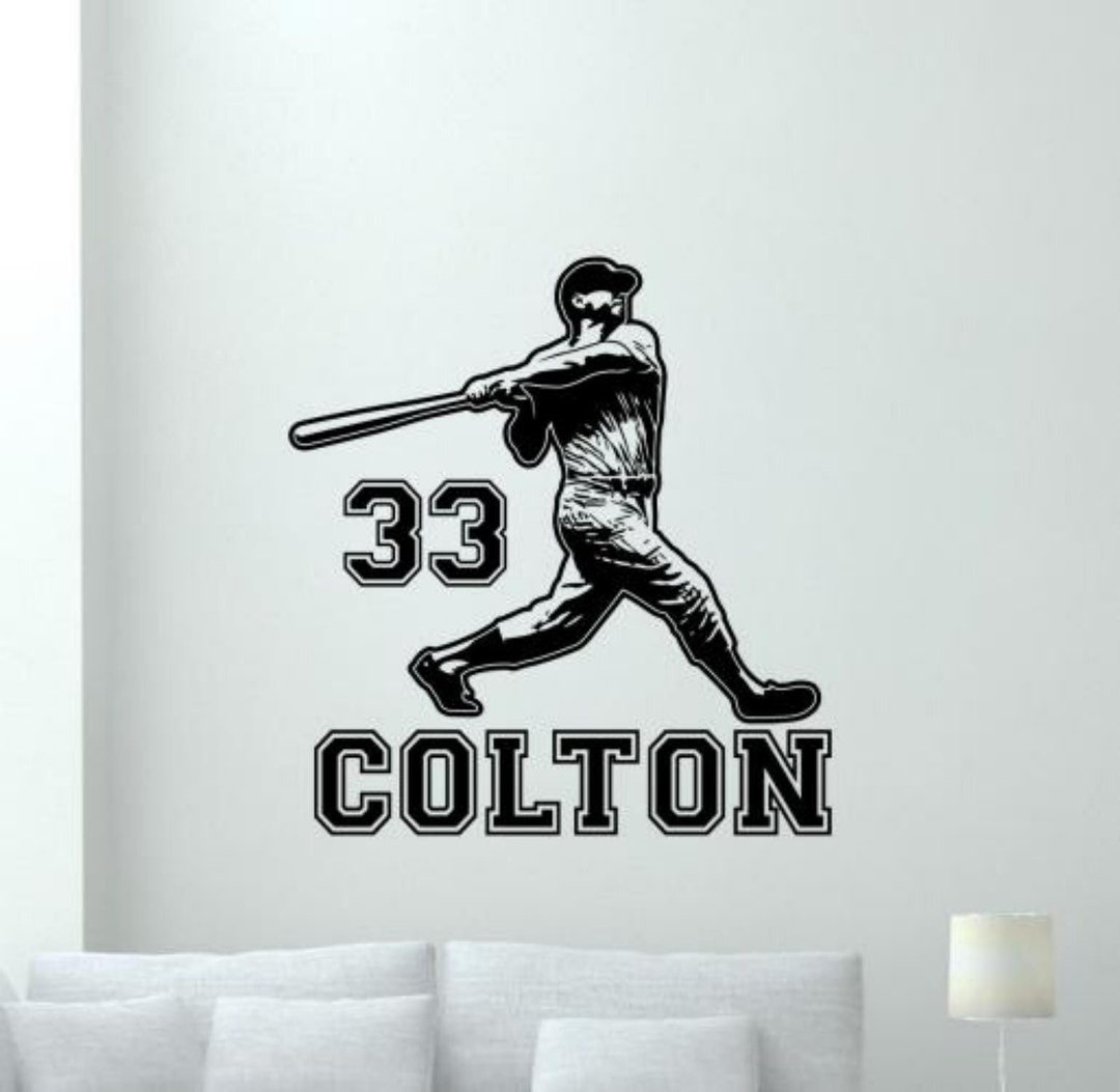 Custom Baseball Wall Decal Vinyl Sticker Personalized Name and Number ...