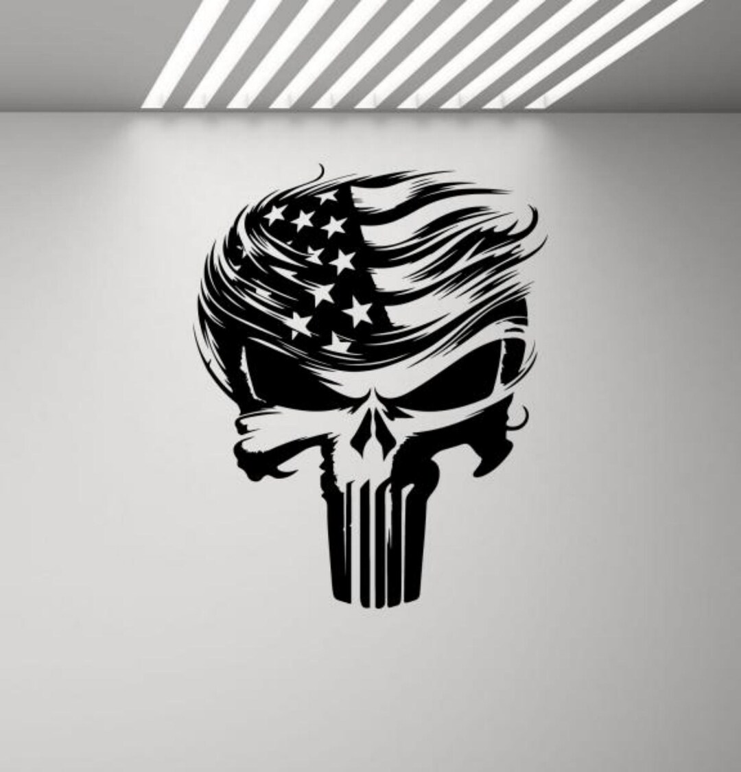 Trump Skull Wall Decal Vinyl Sticker Trumpisher Sign American Flag ...