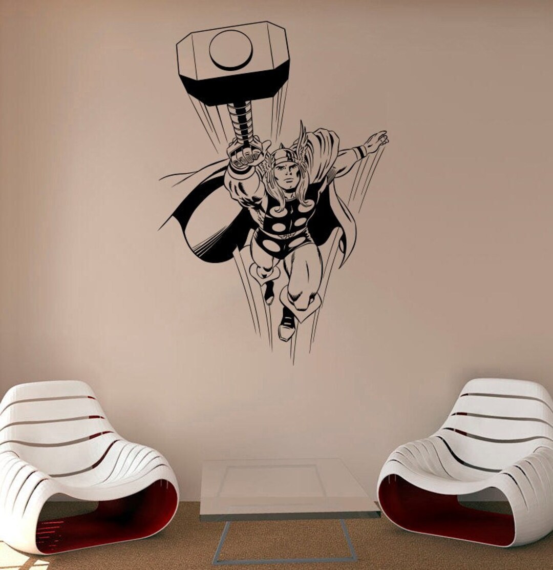 Thor Wall Decal Vinyl Sticker Superhero Wall Art Kids Room Decor Teen ...