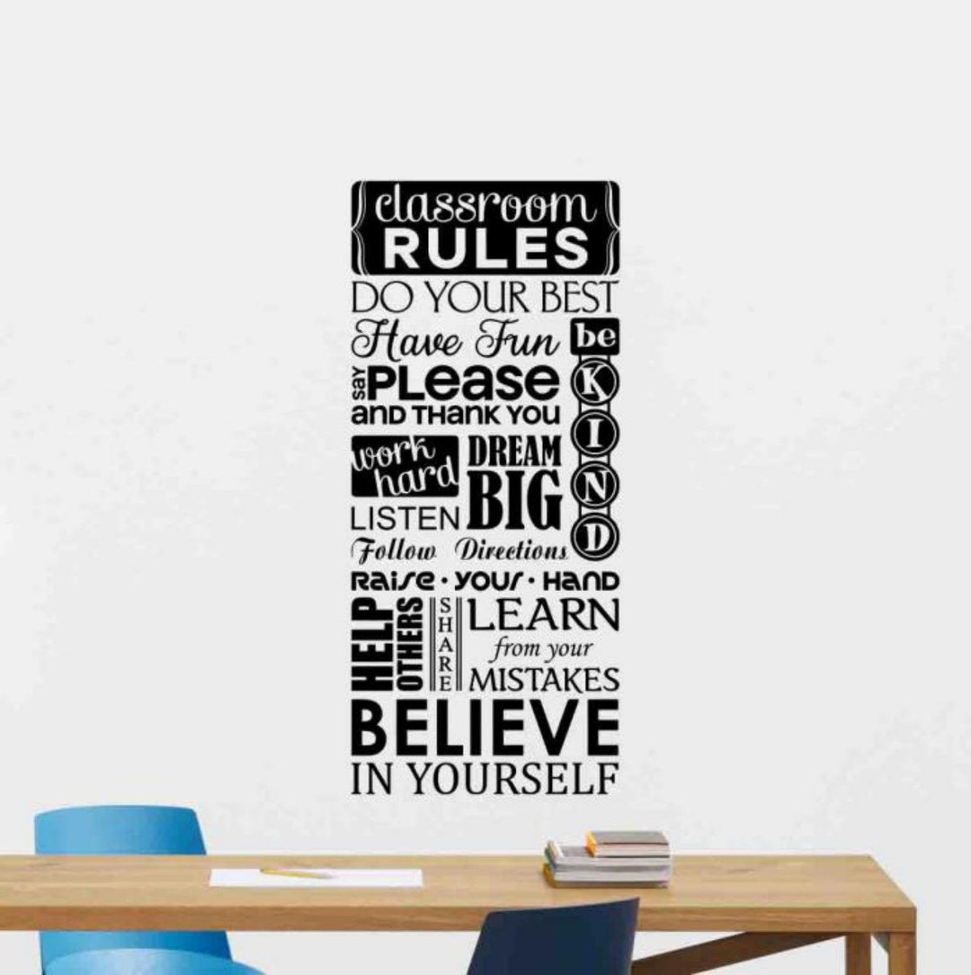 Classroom Rules Wall Decal Classroom Sign Vinyl Sticker Education Quote ...
