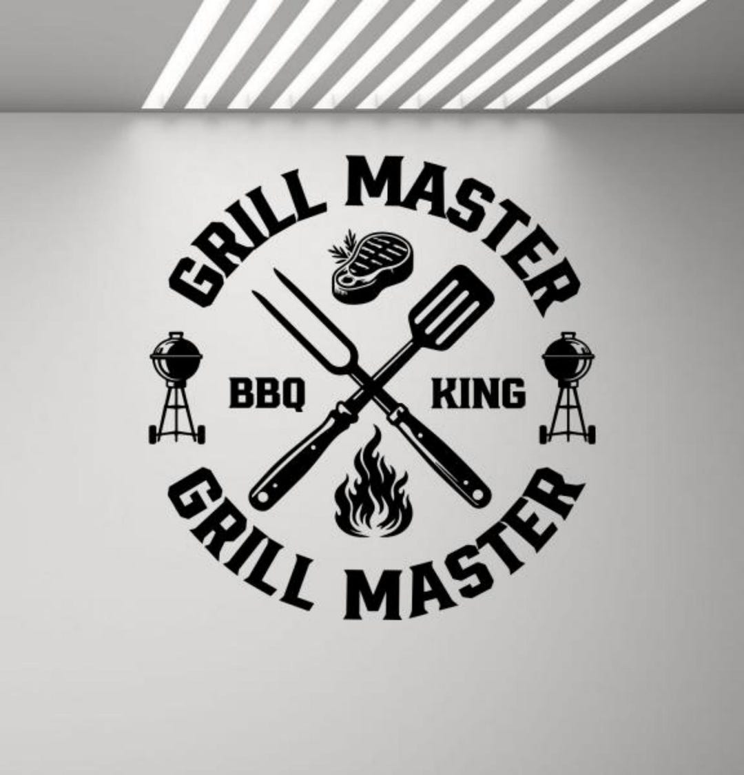 Grill Master Wall Decal Vinyl Sticker BBQ King Sign Barbecue Wall Decor ...