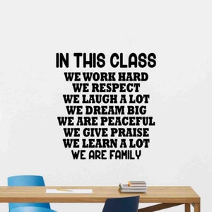 In This Class Wall Decal Classroom Rules Sign Vinyl Sticker Education ...