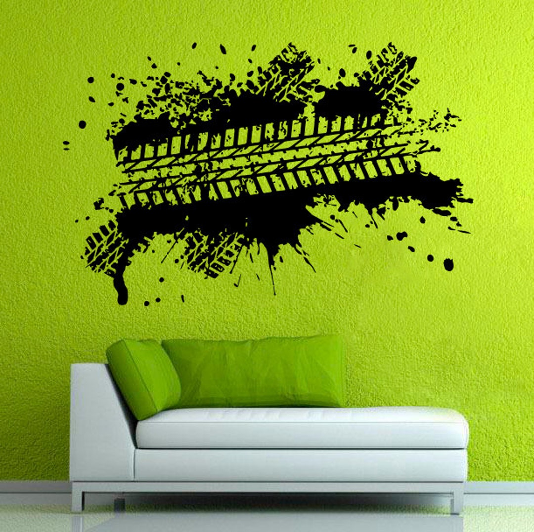 Tire Track Wall Vinyl Decal Car Track Wall Vinyl Sticker Home - Etsy