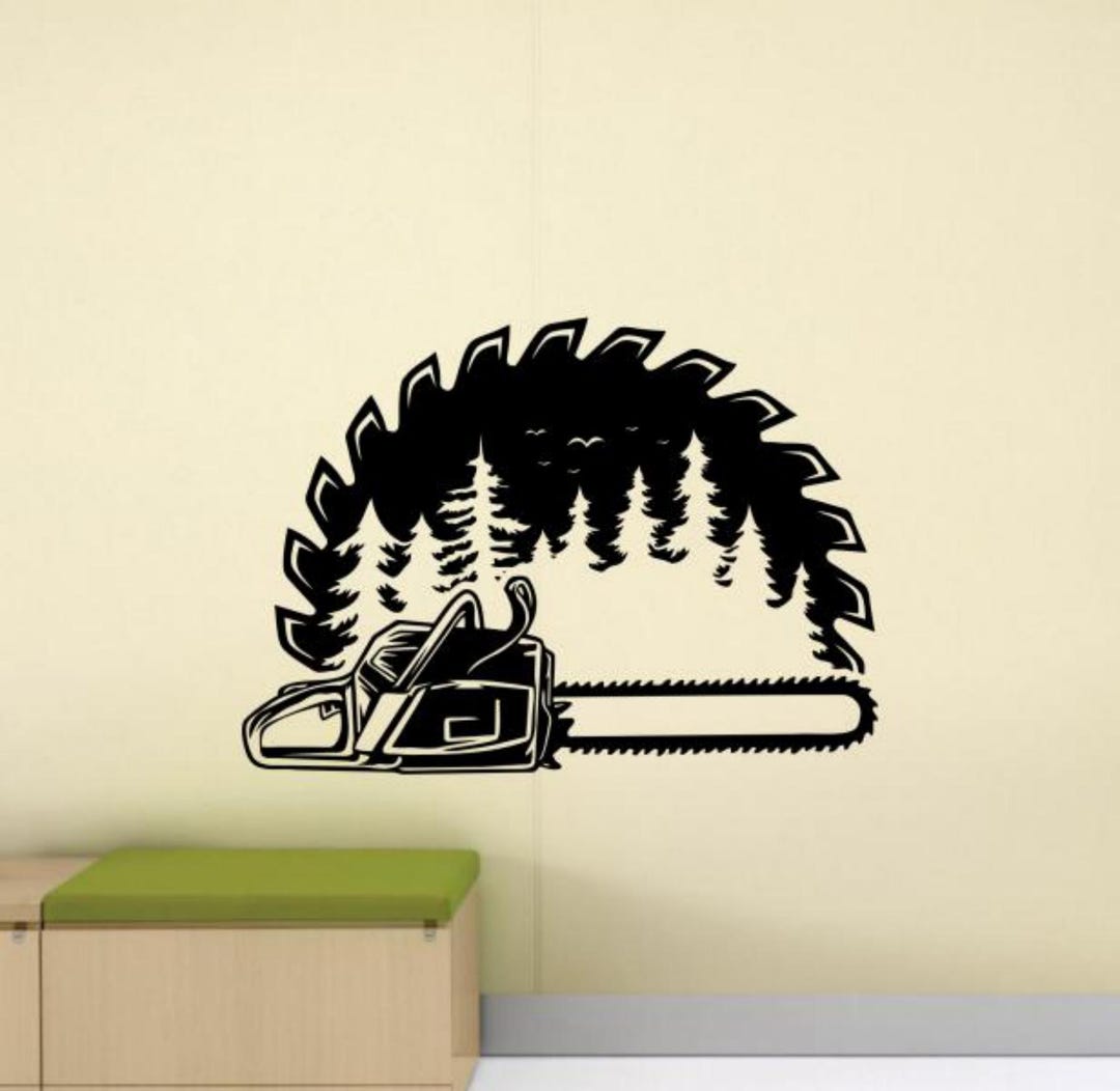 Wood Saw Wall Decal Vinyl Sticker Chainsaw Sign Blade Carpenter Wall ...