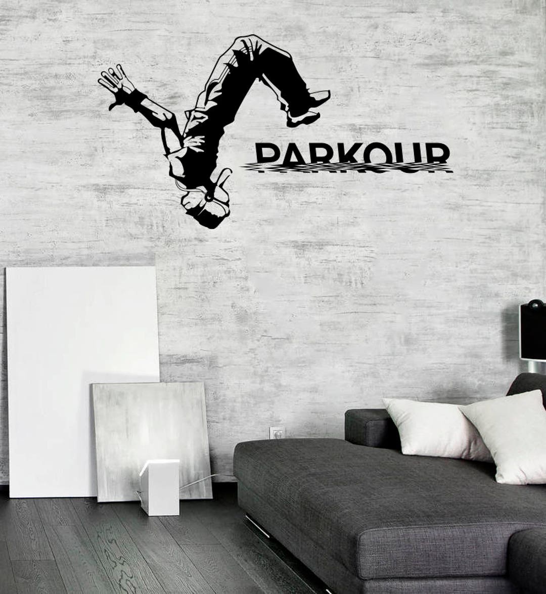 Parkour Wall Design Jumper Vinyl Sticker Boy's Room Interior Decor ...