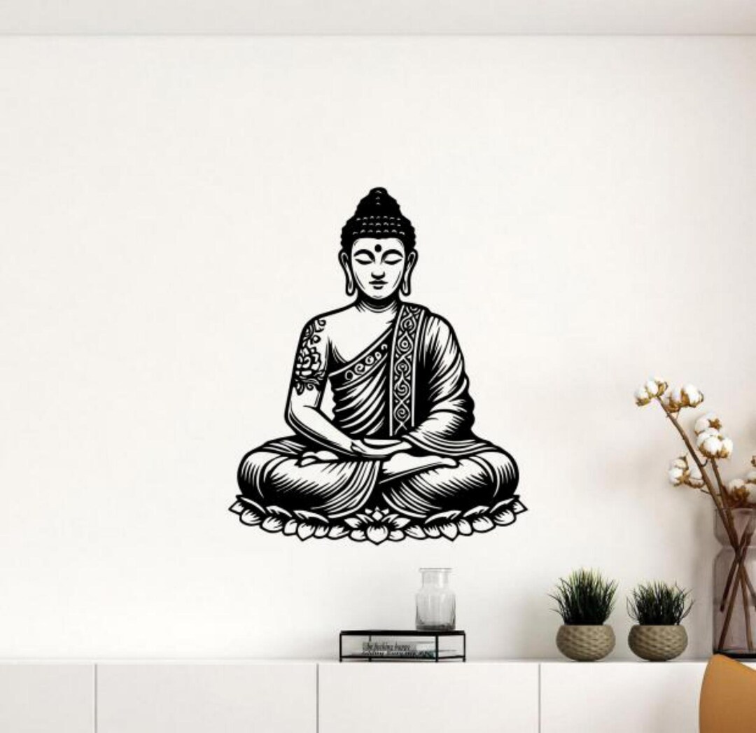 Buddha Wall Decal Vinyl Sticker Buddhism Sign Meditation Wall Decor Zen ...