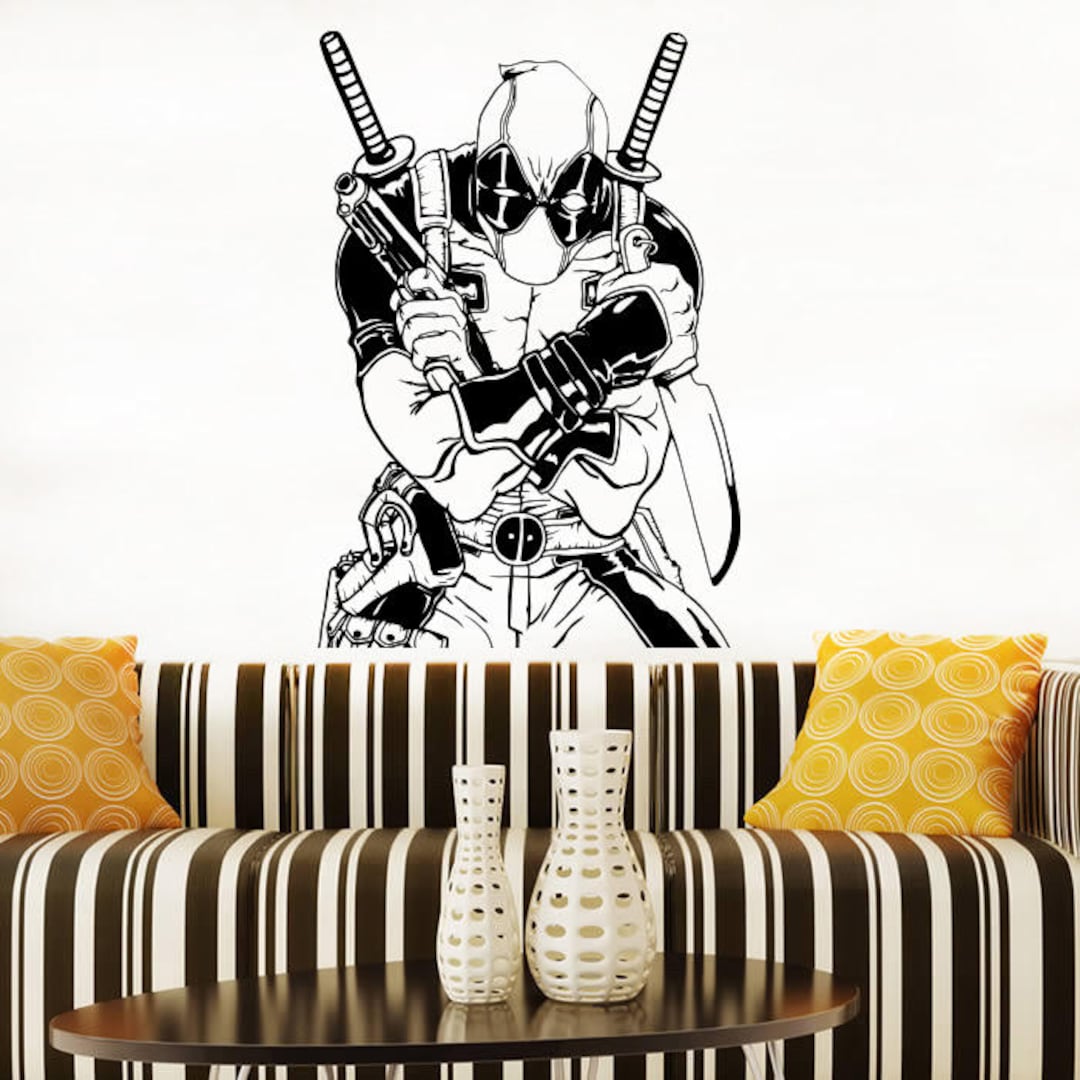 Comics Wall Art Deadpool Vinyl Decal Silhouette Mural Home Decorative ...