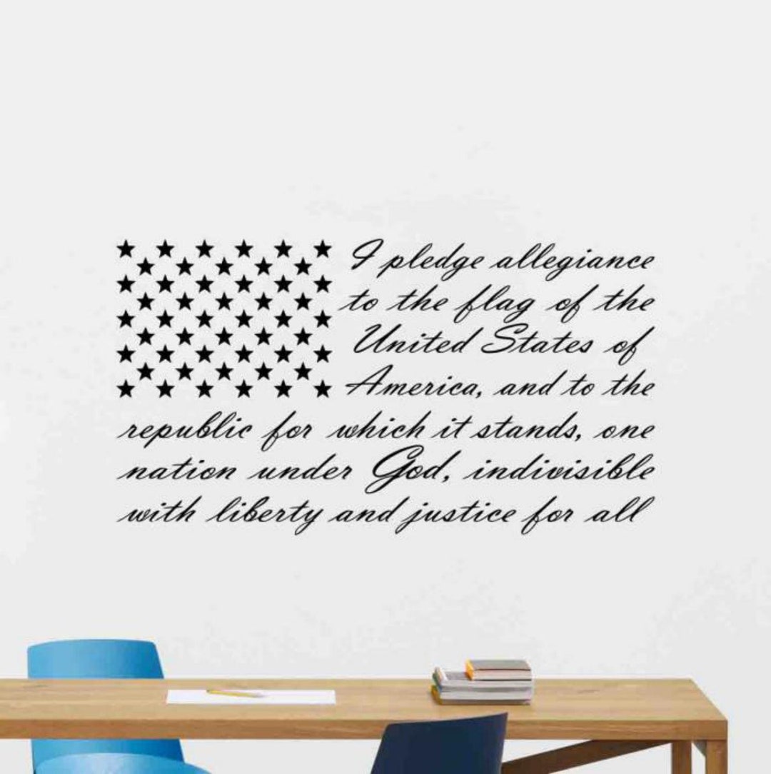 Pledge of Allegiance Wall Decal American Flag Decor Quote USA Flag Sign ...