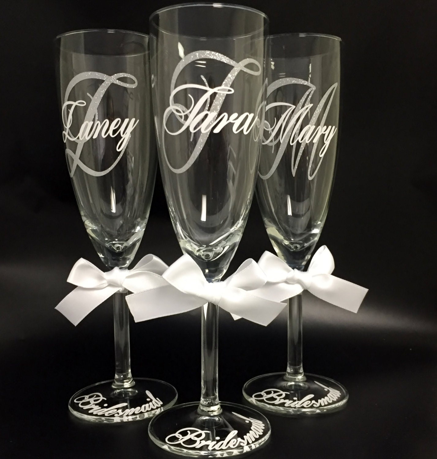 Bridesmaid GlassesBride and Groom Glasses Glitter Vinyl | Etsy