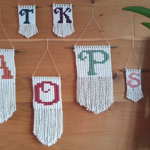 Personalised Alphabet Letter Macrame Wall Hanging, New Baby Shower Gift ...