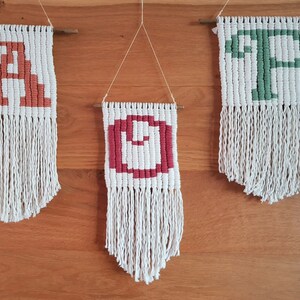 Personalised Alphabet Letter Macrame Wall Hanging, New Baby Shower Gift ...