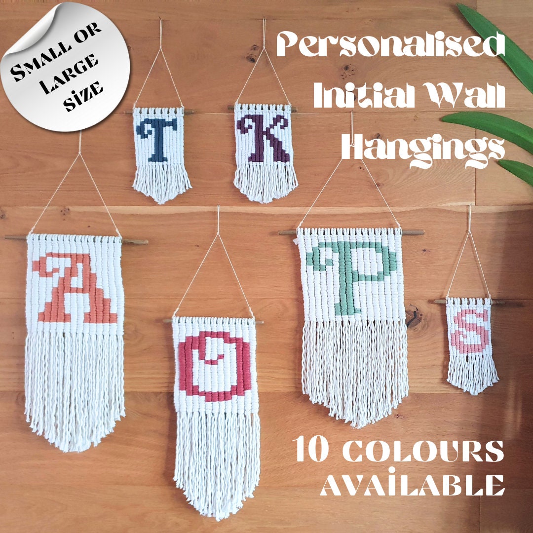 Personalised Alphabet Letter Macrame Wall Hanging, New Baby Shower Gift ...
