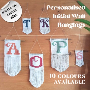 Personalised Alphabet Letter Macrame Wall Hanging, New Baby Shower Gift ...