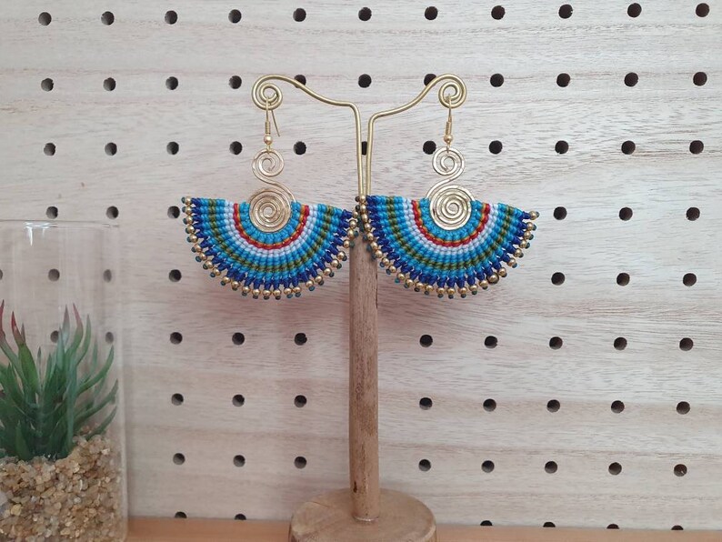 Beautiful Blue Earrings Macrame Earrings Wearable Art Wire - Etsy