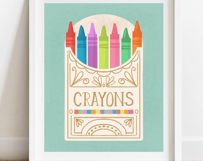 Box of Crayons 8 X 10 Art Print/ Kids Room Art Supplies Illustration ...