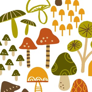 Earth Tone Minimalist Mushroom Print/ 8 X 10 Modern Woodland Children's ...