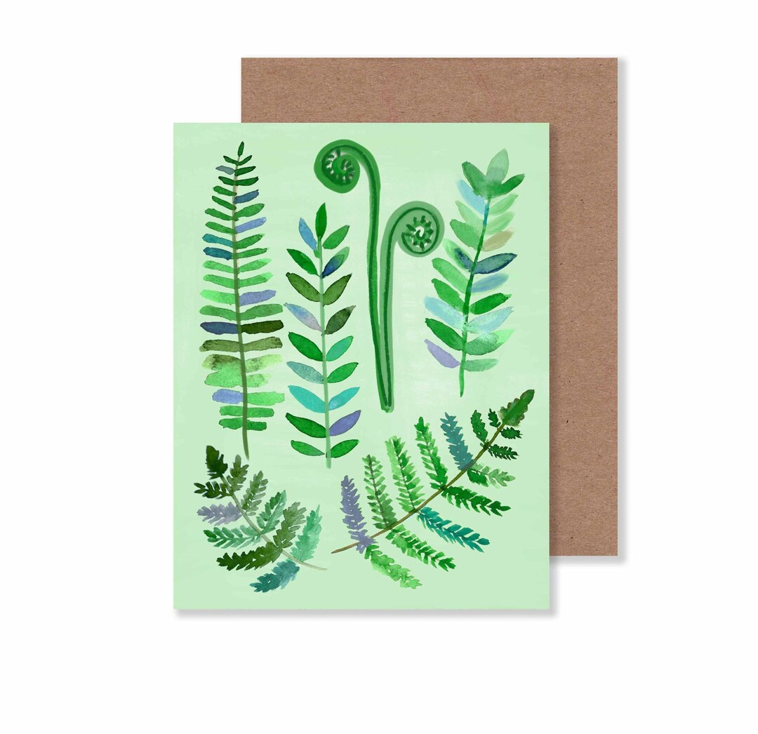 Fern Collage Everyday Notecards/ 4.25" X 5.5" Botanical Stationery ...