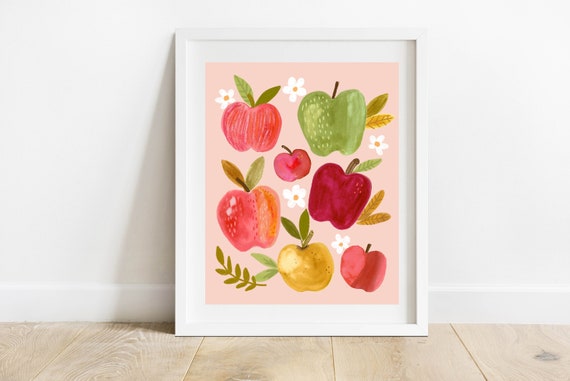 Apples 8 X 10 Art Print/ Fall Fruit and Produce Wall Decor/ - Etsy
