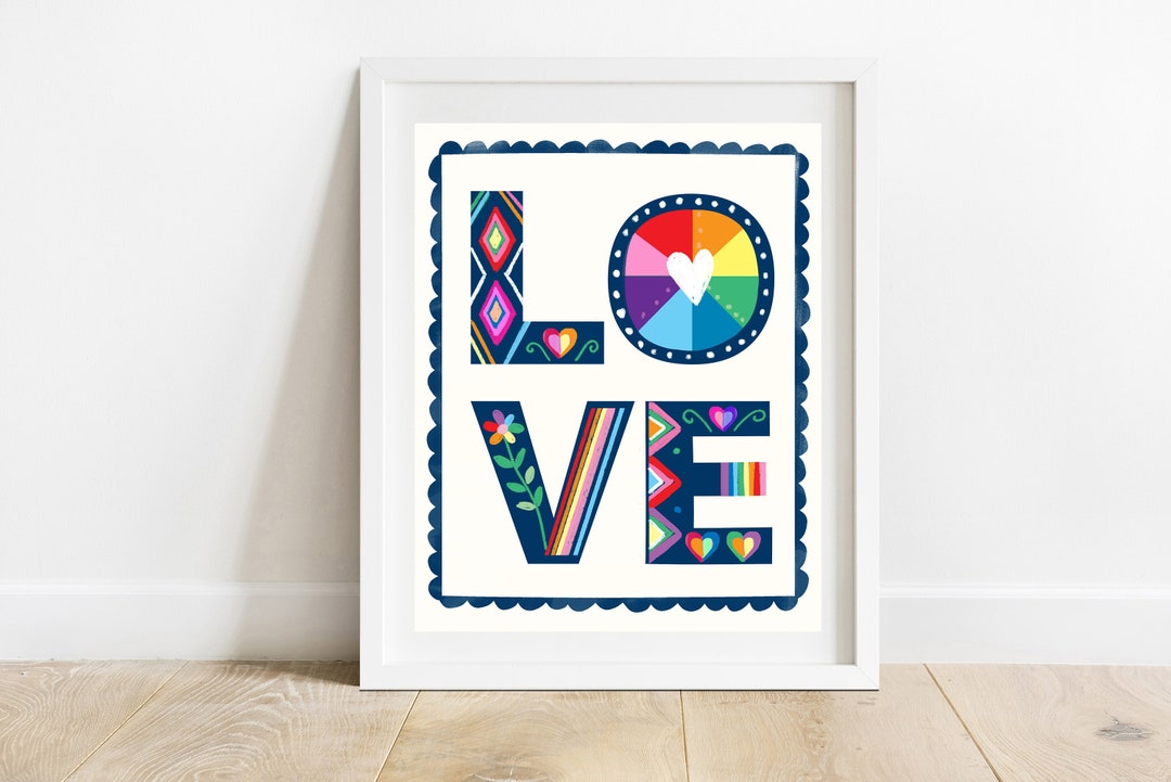 LOVE LGBTQ 8 X 10 Art Print/ Rainbow Lettering Pride Illustration/ Kids ...