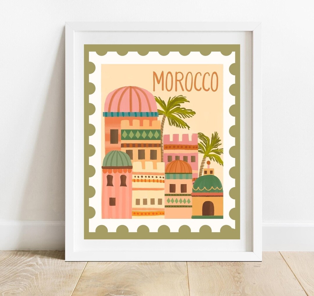 Morocco Postage Stamp Art Print/ 8 X 10 Moroccan City Travel ...