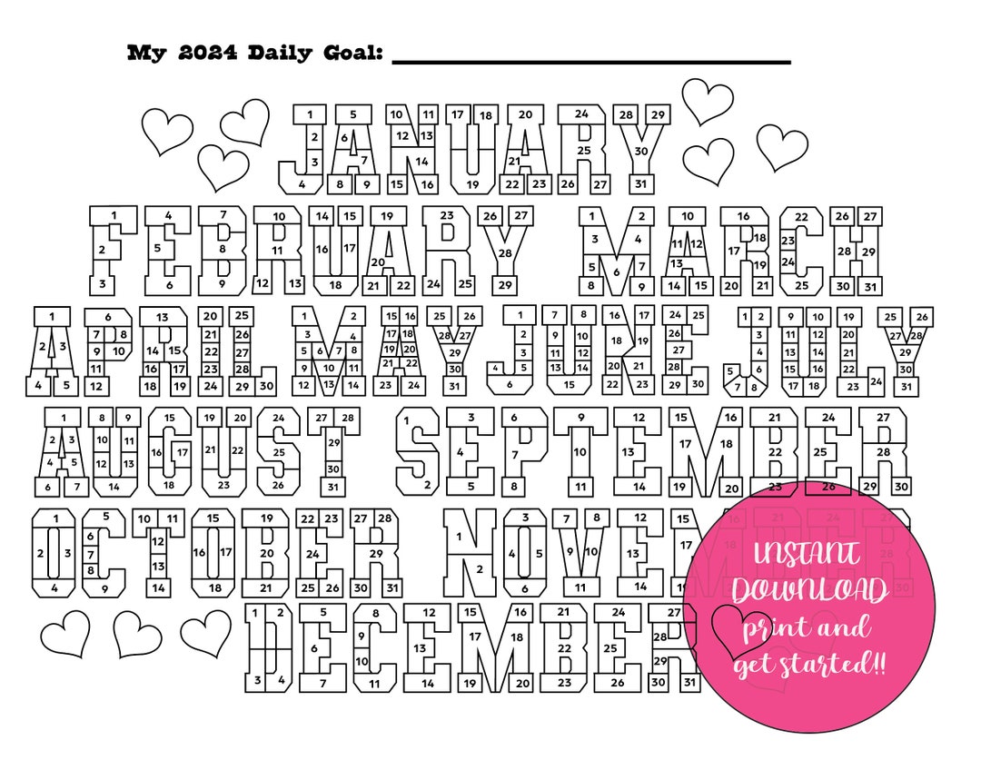 New 2024 Leap Year Landscaped Fitness Tracker Coloring Sheet - Etsy