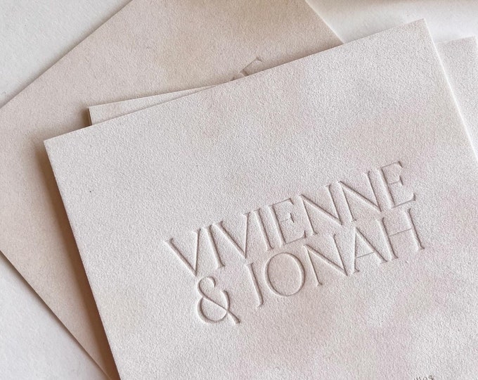 Linen Letterpress Save the Date, Linen Letterpress Invitation, Fabric ...