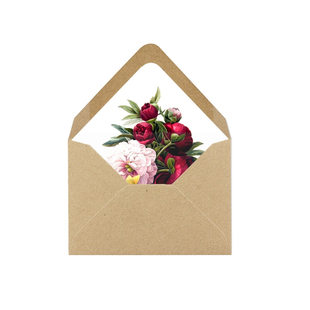 Printable Maroon and Light Pink Floral Envelope Liner/patterned Backer ...