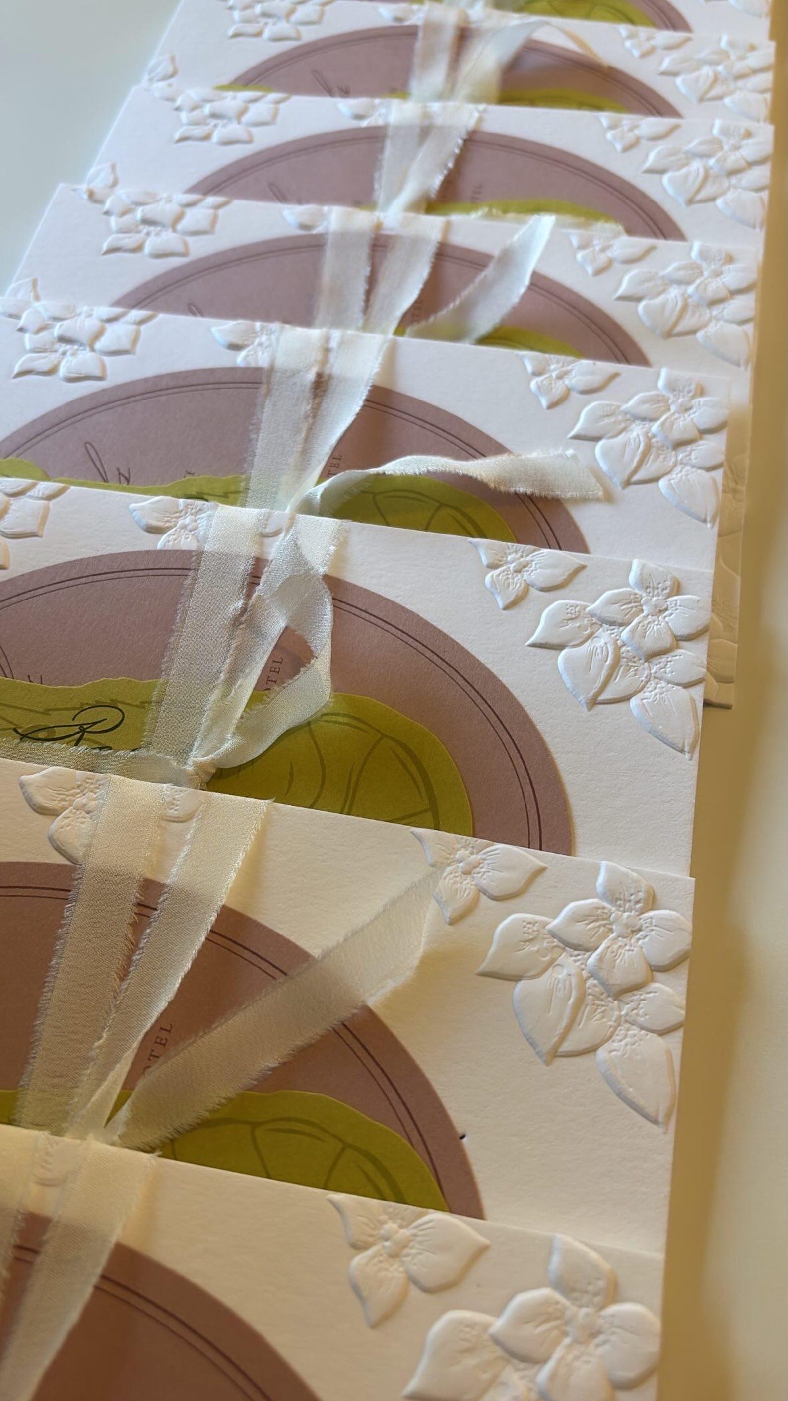 Sculpted Emboss and Letterpress Invitation Suite, Floral Embossed ...