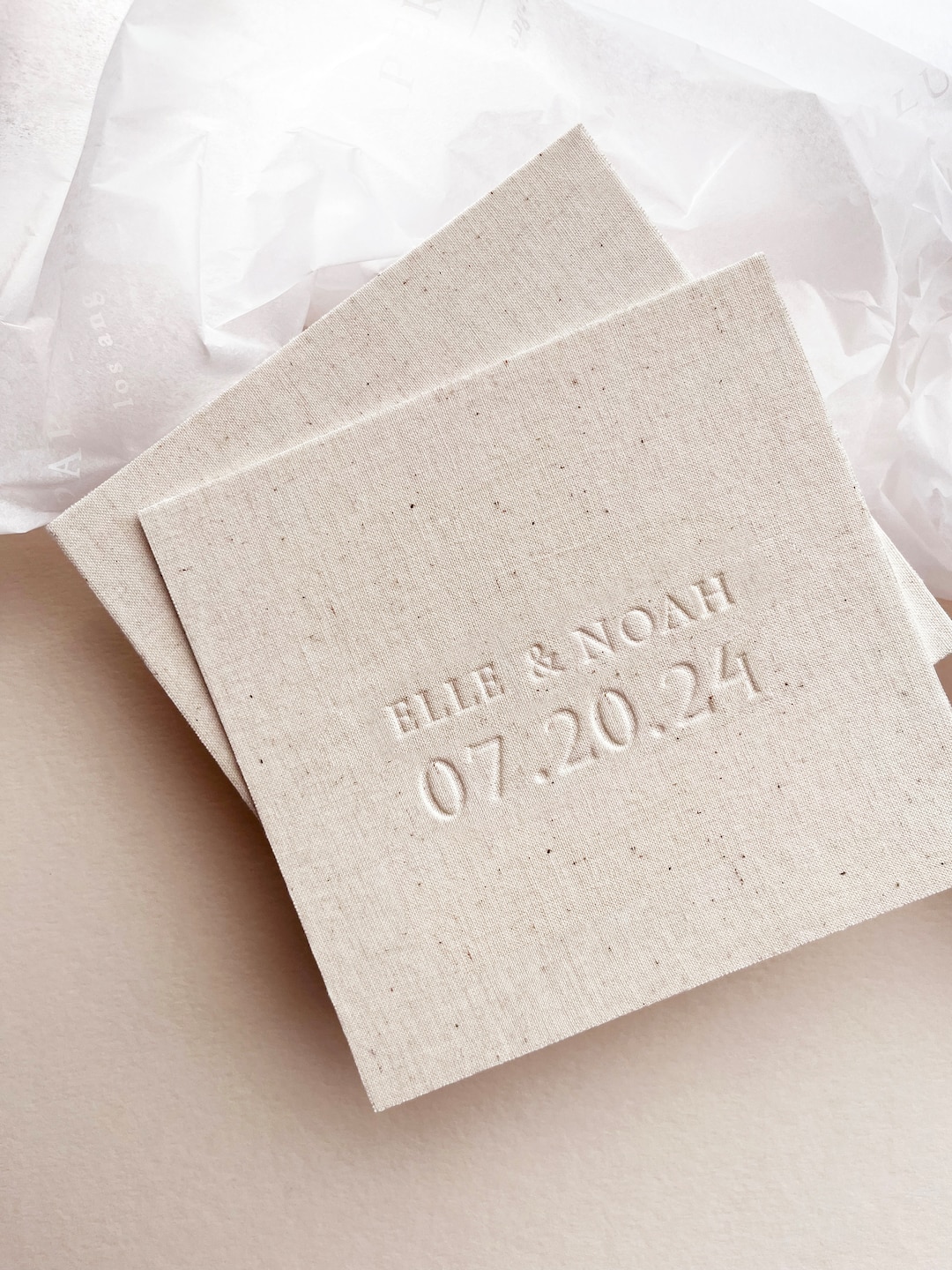 Linen Letterpress Save the Date, Linen Letterpress Invitation, Fabric ...