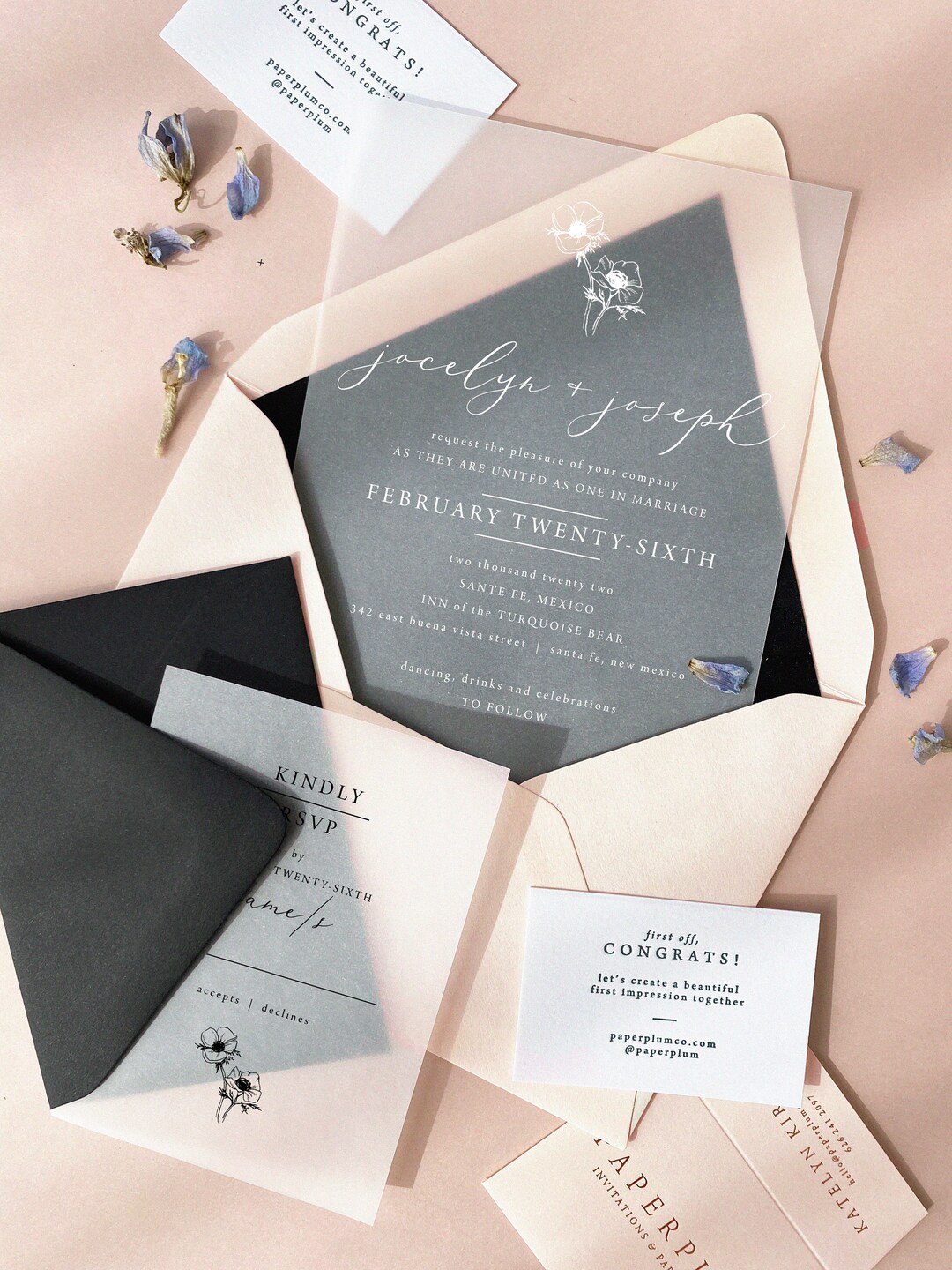 Vellum Wedding Invitation, White Ink Invitation, Transparent Invitation ...