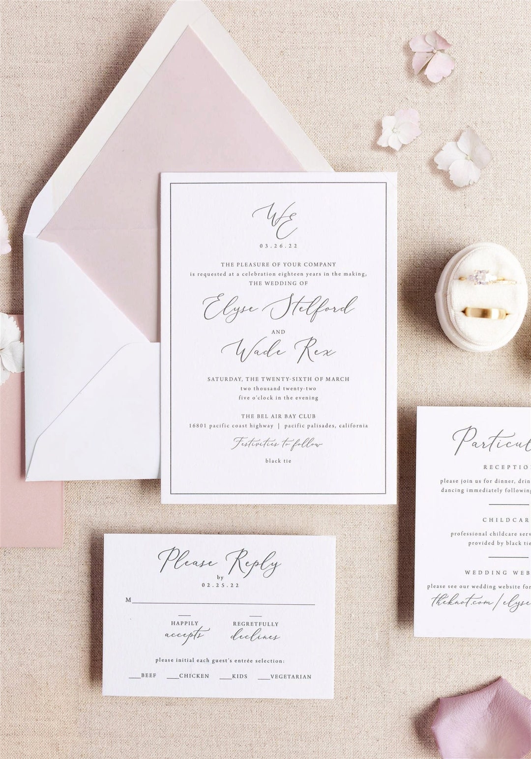 Letterpress Invitation Suite, Elegant and Classic Invitation Suite ...
