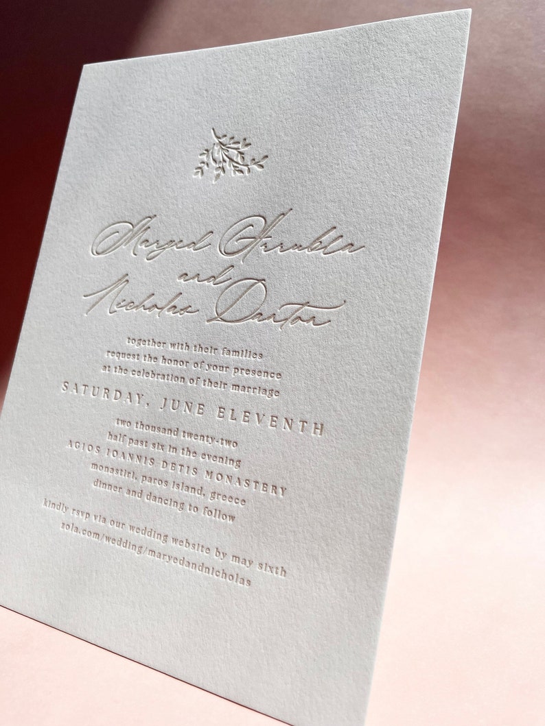 Floral Letterpress Save the Date, Tonal Letterpress Save the Date ...