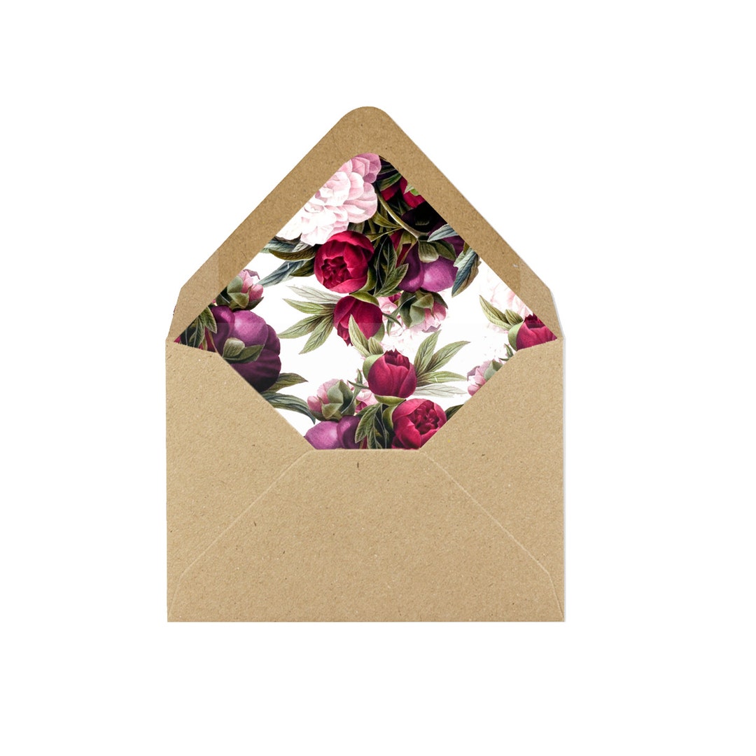 Printable Maroon and Light Pink Floral Envelope Liner/patterned Backer ...