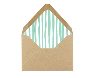 Printable Aqua Messy Vertical Stripes Pattern Envelope | Etsy
