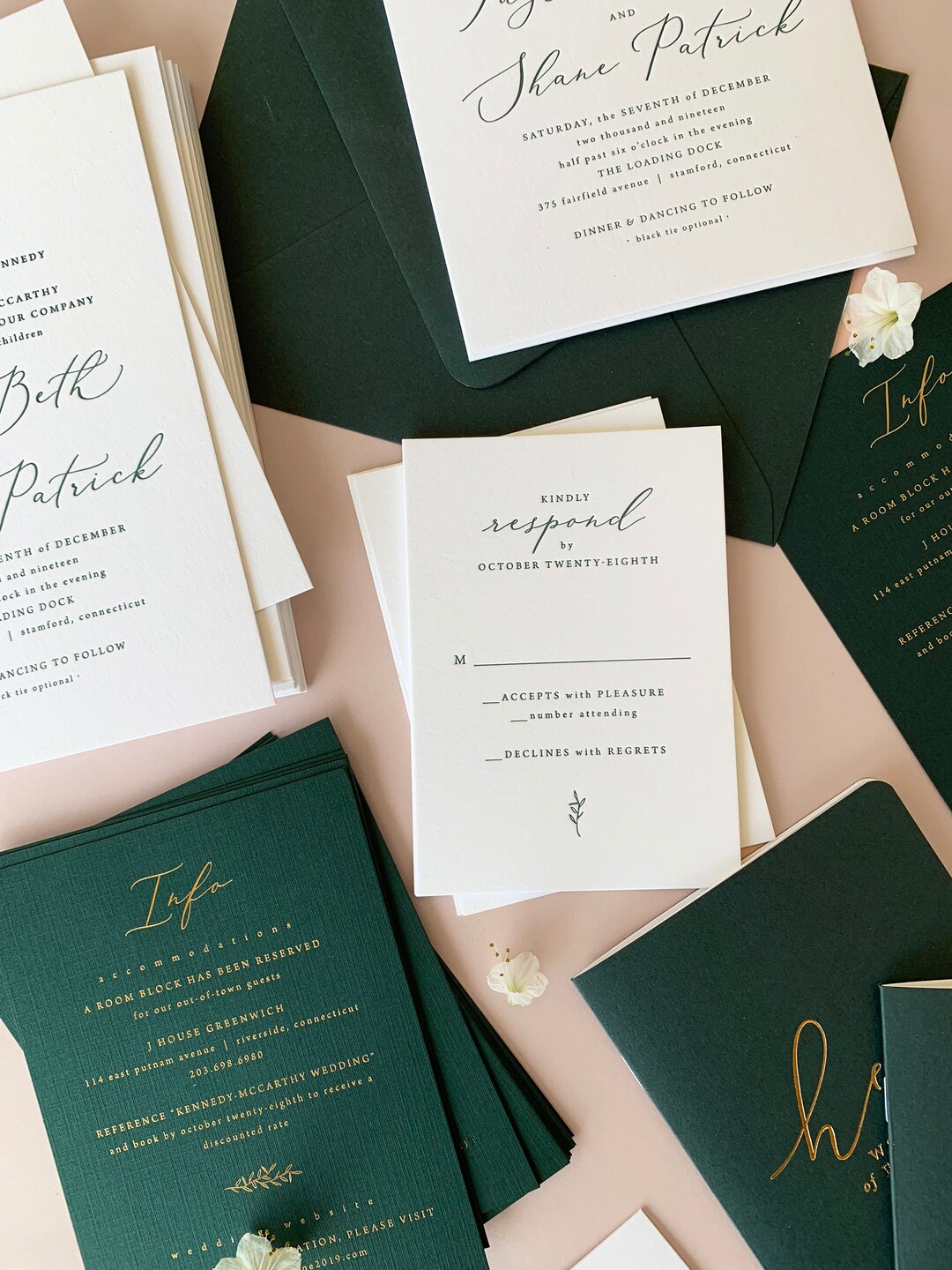 Elegant Monogram Invitation, Letterpress Invitation Suite, Foil ...