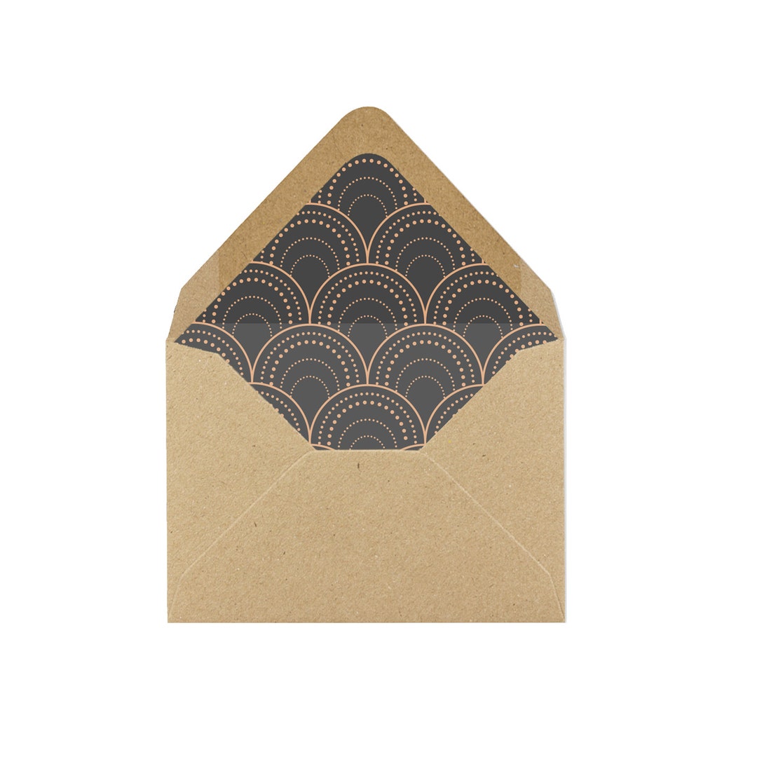 Printable Art Deco Black and Gold Envelope Liner/patterned Backer 8.5 X ...