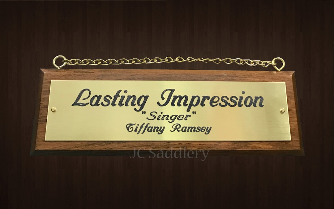 Engraved Stall Plaque With Wood Block & Chain, Custom Horse Stall Plate ...