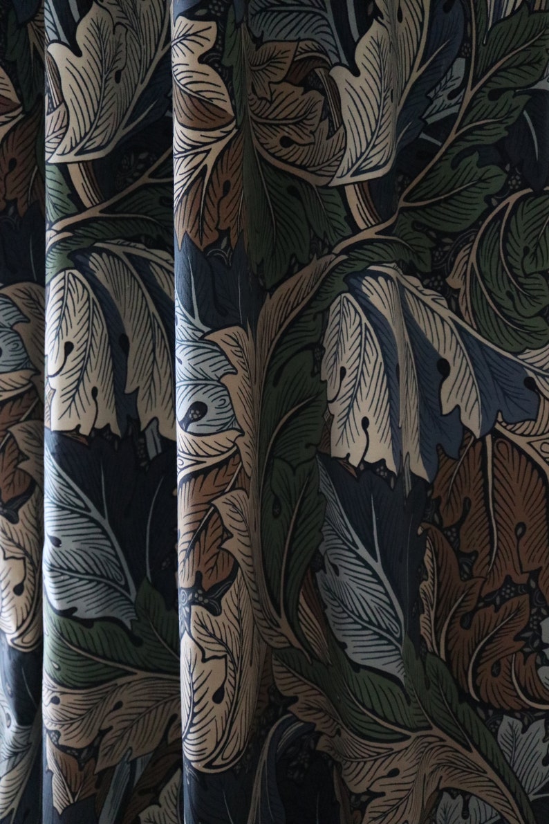 William Morris & Co Acanthus Velvet Portiere Door Curtain Slate Blue ...