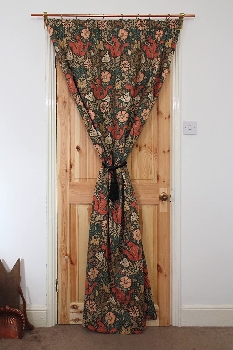 William Morris Compton Portiere Door Curtain With Velvet Lining - Etsy