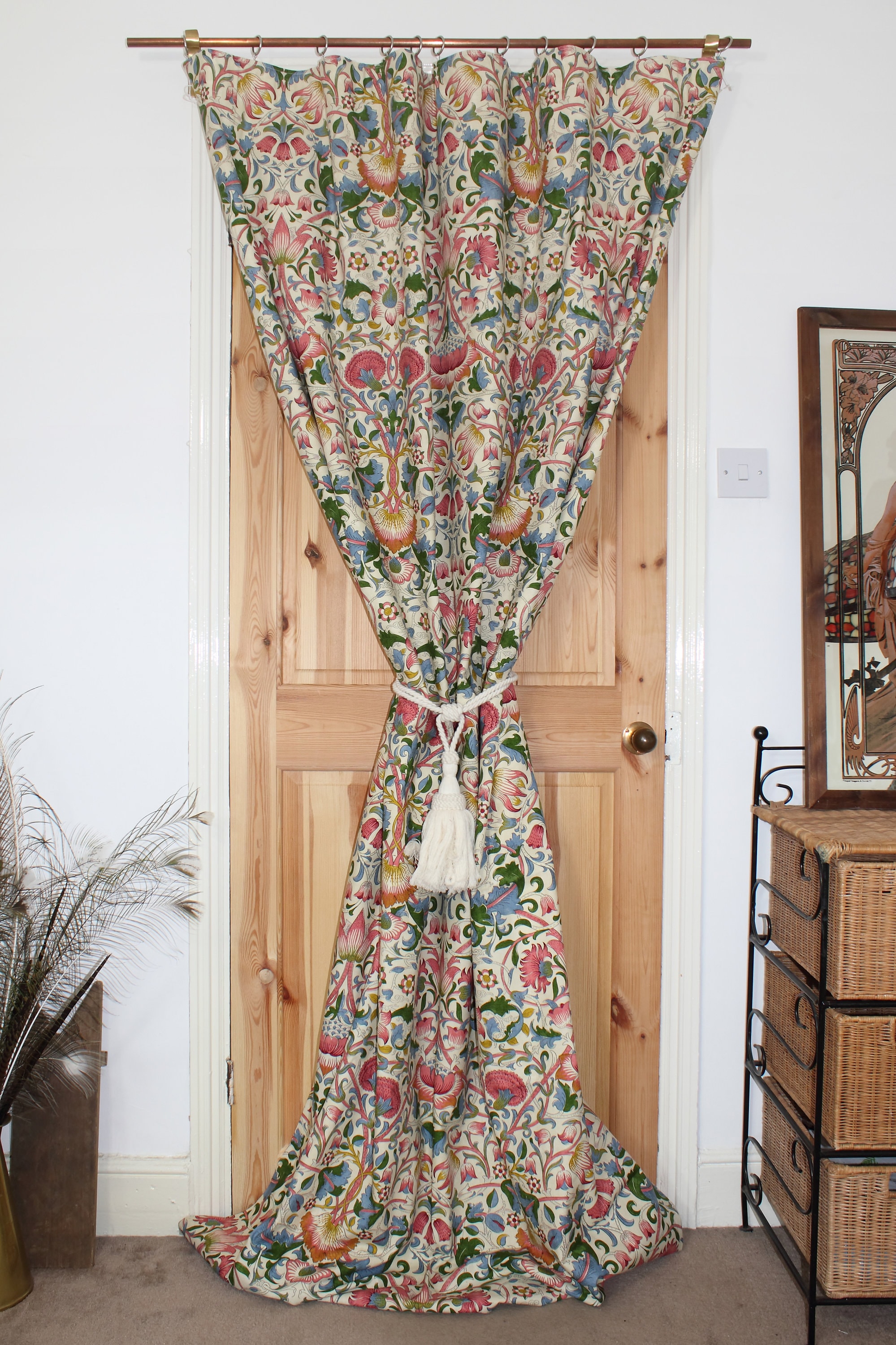 William Morris lodden Portiere Door Curtain With Velvet Lining | Etsy